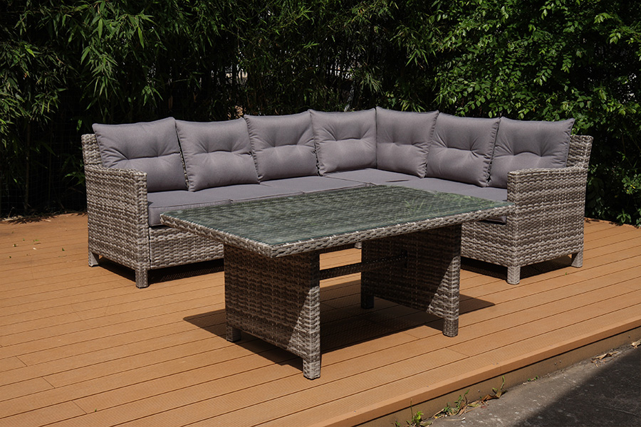 Outdoor-Wicker Rattan Corner Dining Set-Factory-Company