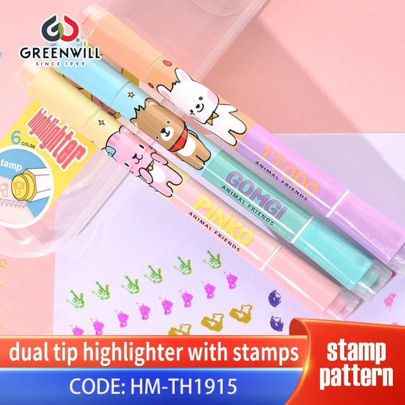 Wholesale Dual Tip Highlighter With Stamps-Greenwill