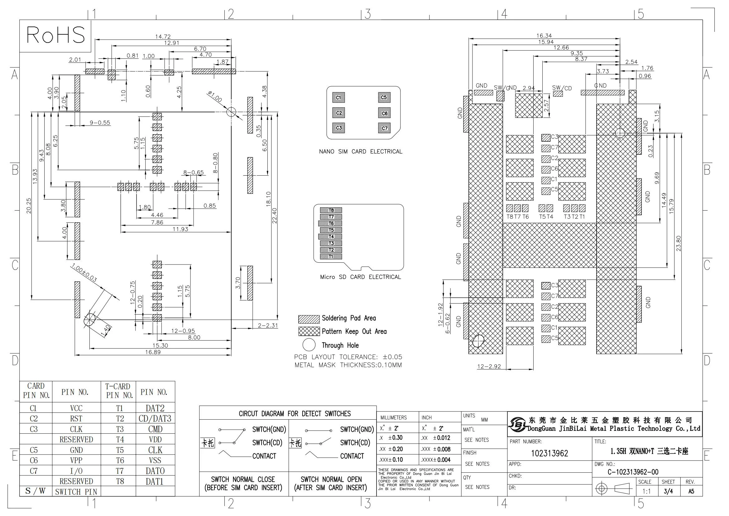Chinese supplier two nano sim card and tf card two of three socket ...