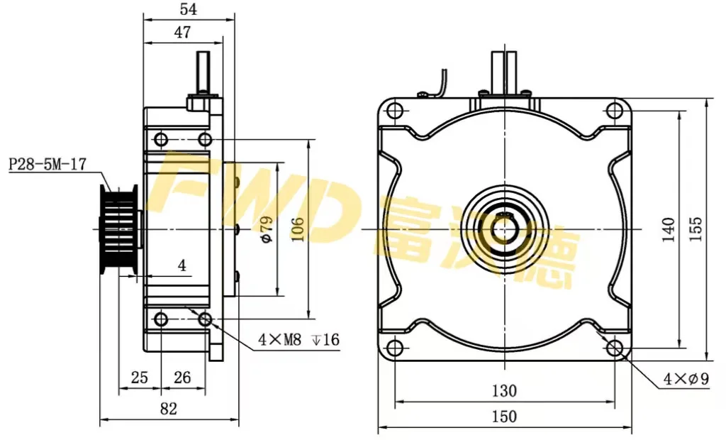 3.8 Nm Torque Elevator Door Motor Wholesaler-71.6W Power-Forvorda