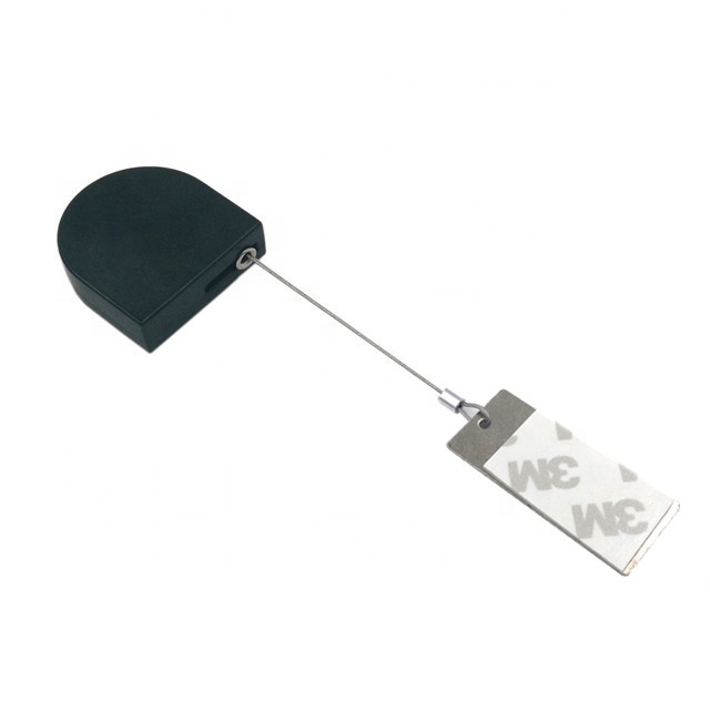 Equipment Counterbalancing Display Security Tether With Sticky Metal Plate