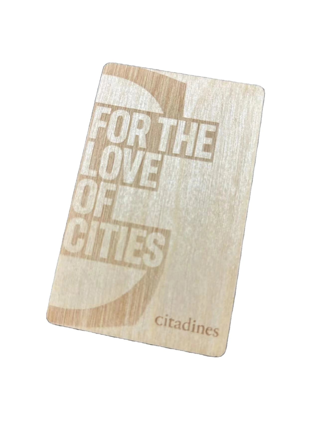 Wood hotel key card.