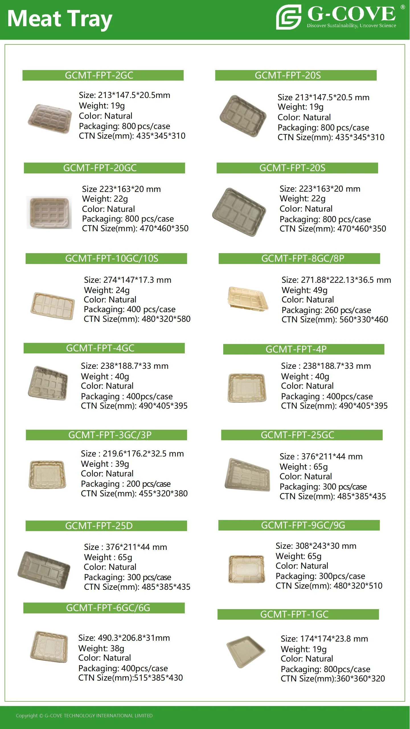 G-CG-COVE Pulp Molded Meat Tray – Biodegradable | Sustainable ...