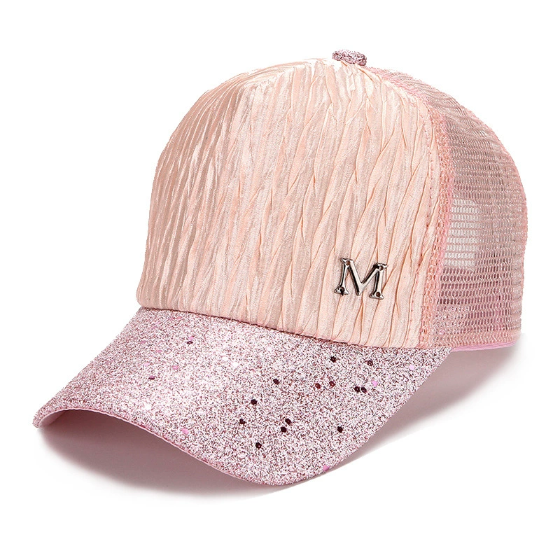 Pink Glitter - Mesh 'M' Embroidered Caps