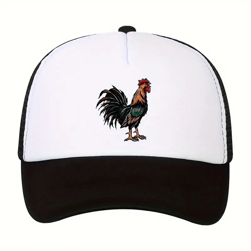 Chicken-patterned breathable mesh truck driver cap