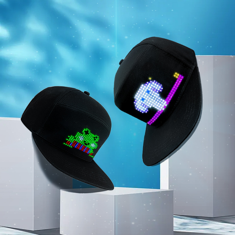 Light Particle LED Glow Hat - Full-Color Screen Wearable Cap | Phone ...