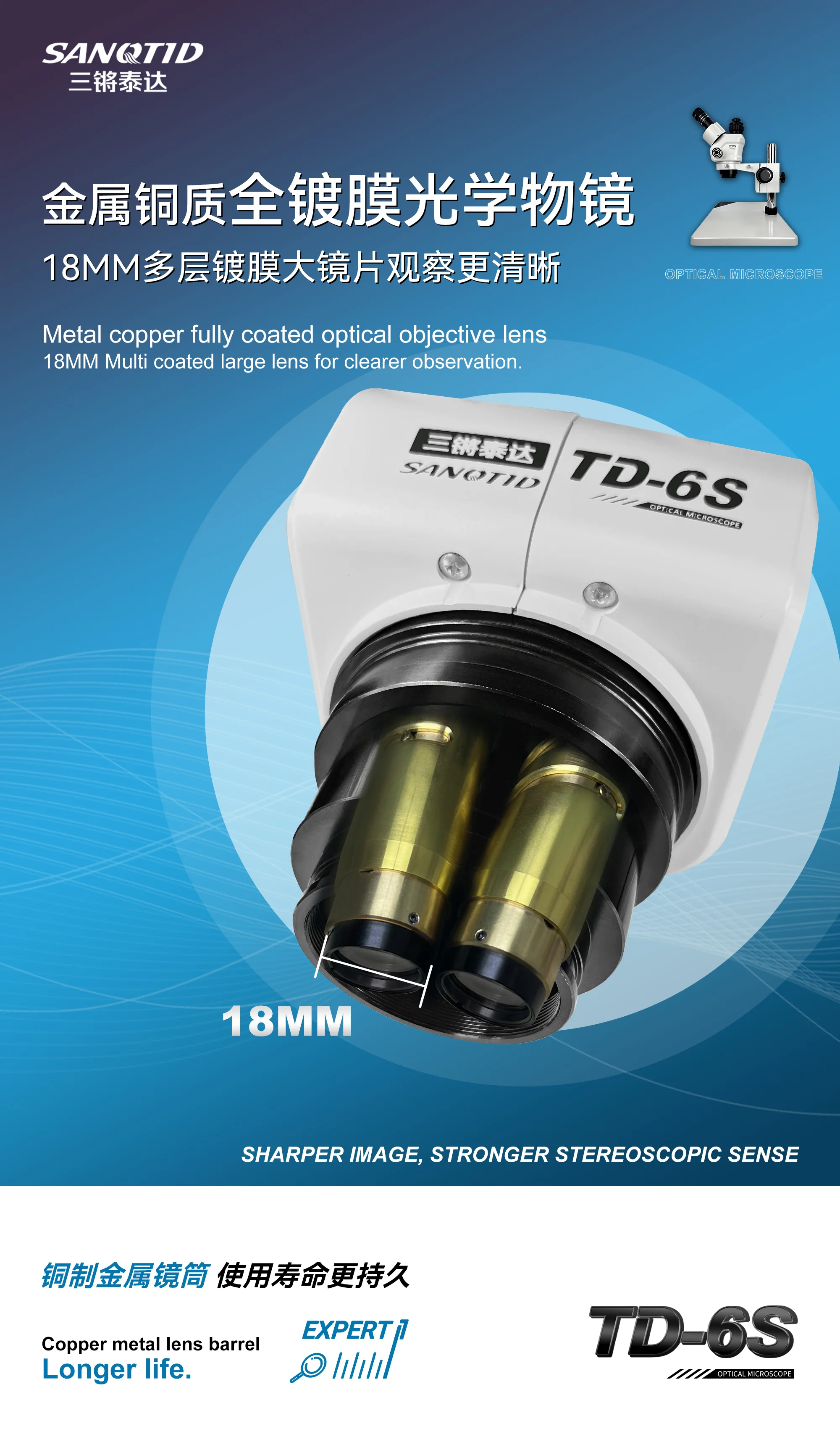 SANQTID TD-6S-4KAF Trinocular Stereo Microscope