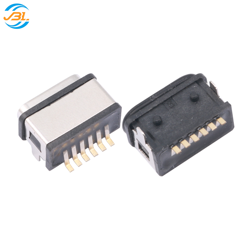 TYPE C 6PIN 板上H4.6带柱 两脚插板 防水IPX8 JBL-104313782_东莞市金比莱五金塑胶科技有限公司