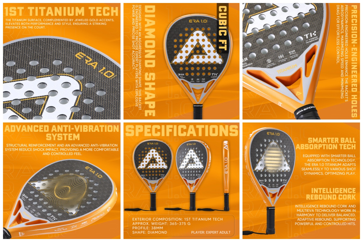Titanium Gold Padel Racket Wholesaler & Manufacturer | Ama Sport