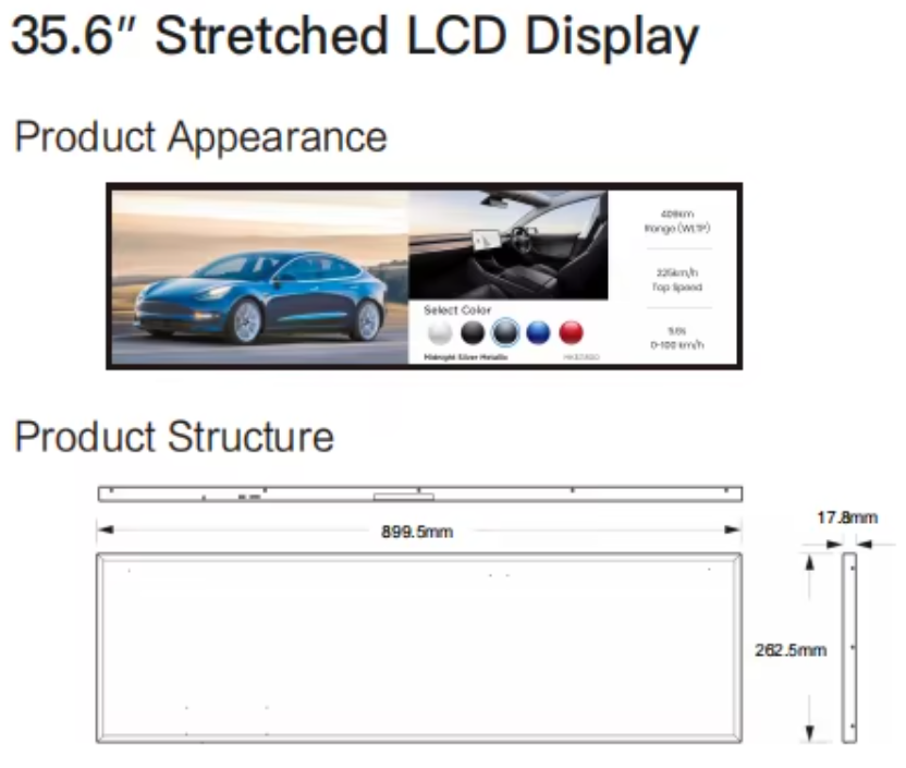 35.6-inch advertising stretchable LCD strip frame video strip display ...