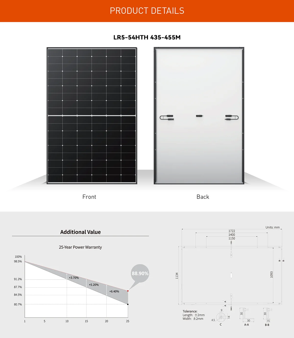 Longi 435W 440W 450W Bifacial Solar Panel