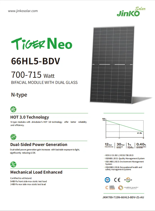 Jinko Tiger Neo N-type 700w 705w 710w 715w-JiangSu JINGYAN Energy Technology Co.,Ltd.