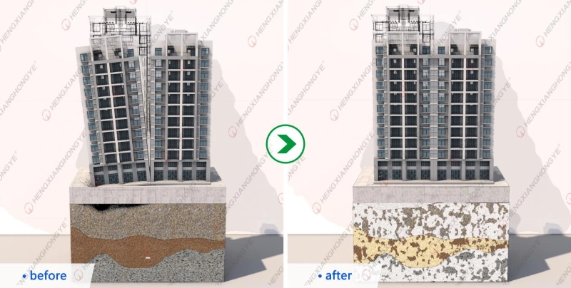 GROUTING COMPOSITE FOUNDATION FOR BUILDING REINFORCEMENT AND RECTIFICATION