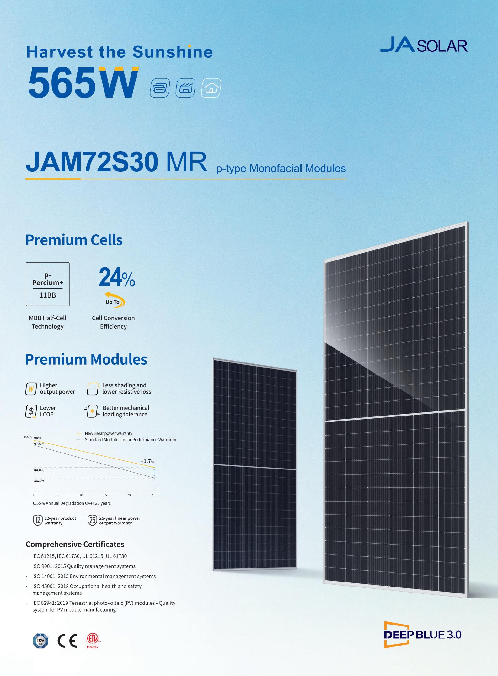 JA Solar JAM72S30 MR 540-565W