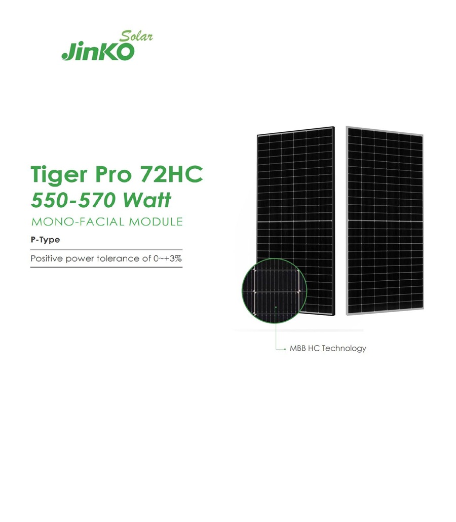 Jinko solar Tiger Pro 72HC 550-570 Watt