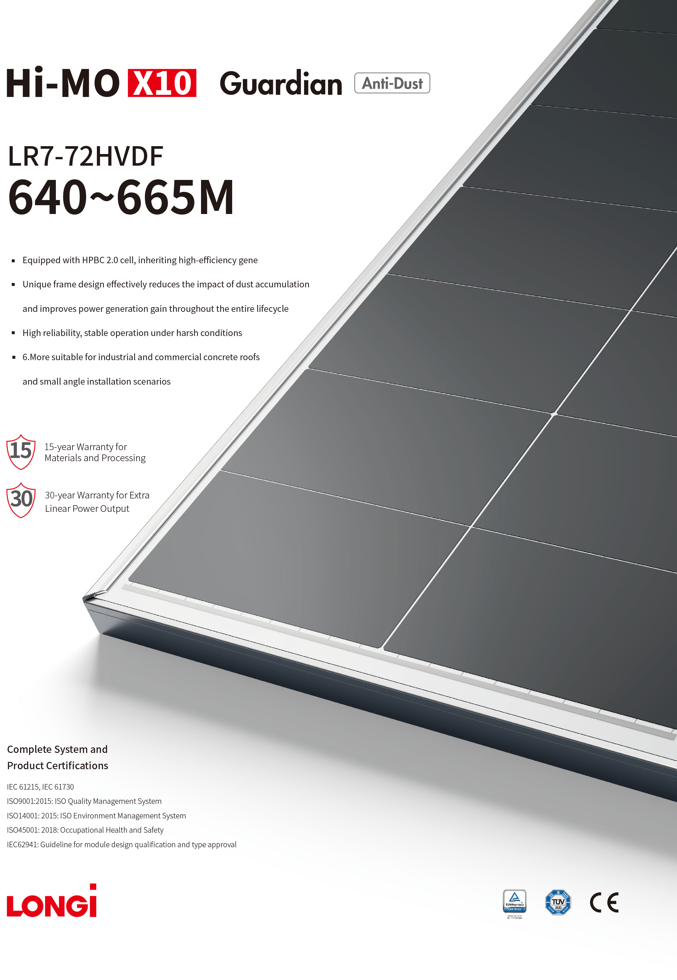 Longi Solar Panels 635W 640W 645W 650W 655W 660W 665W