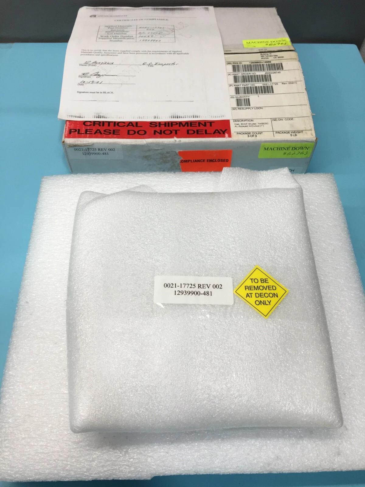 Applied Materials 0021-17725 SHUTTER DISK SNNF ESC 200MM SIP TAN AMAT