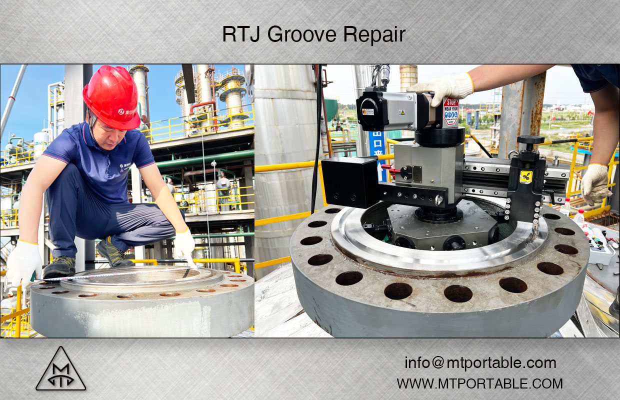 On-Site RTJ Groove Repair with MT Portable Machine's FI26