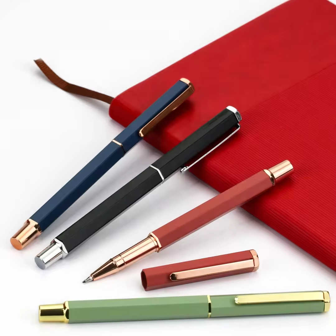 Hexagonal Metal Pen With Ink Refill Roller Ball
