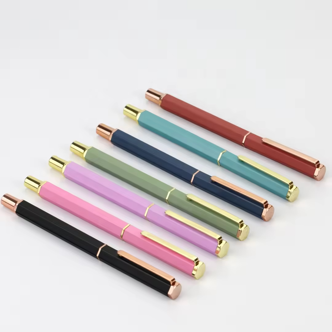 Hexagonal Metal Pen With Ink Refill Roller Ball