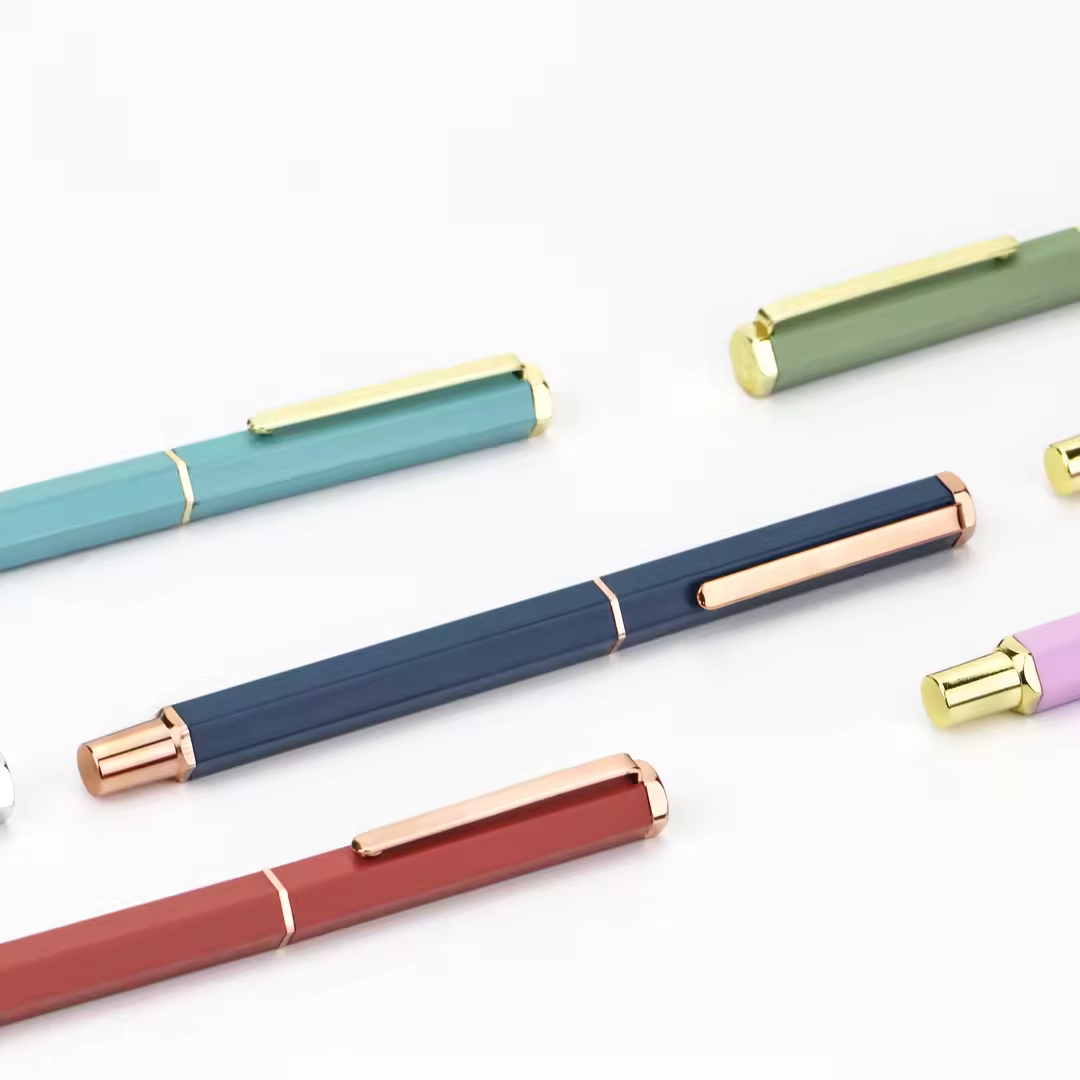 Hexagonal Metal Pen With Ink Refill Roller Ball