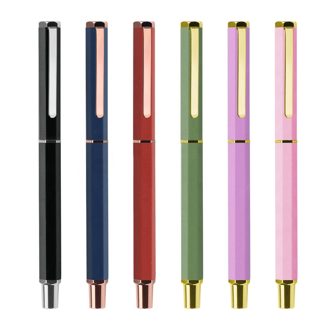 Hexagonal Metal Pen With Ink Refill Roller Ball