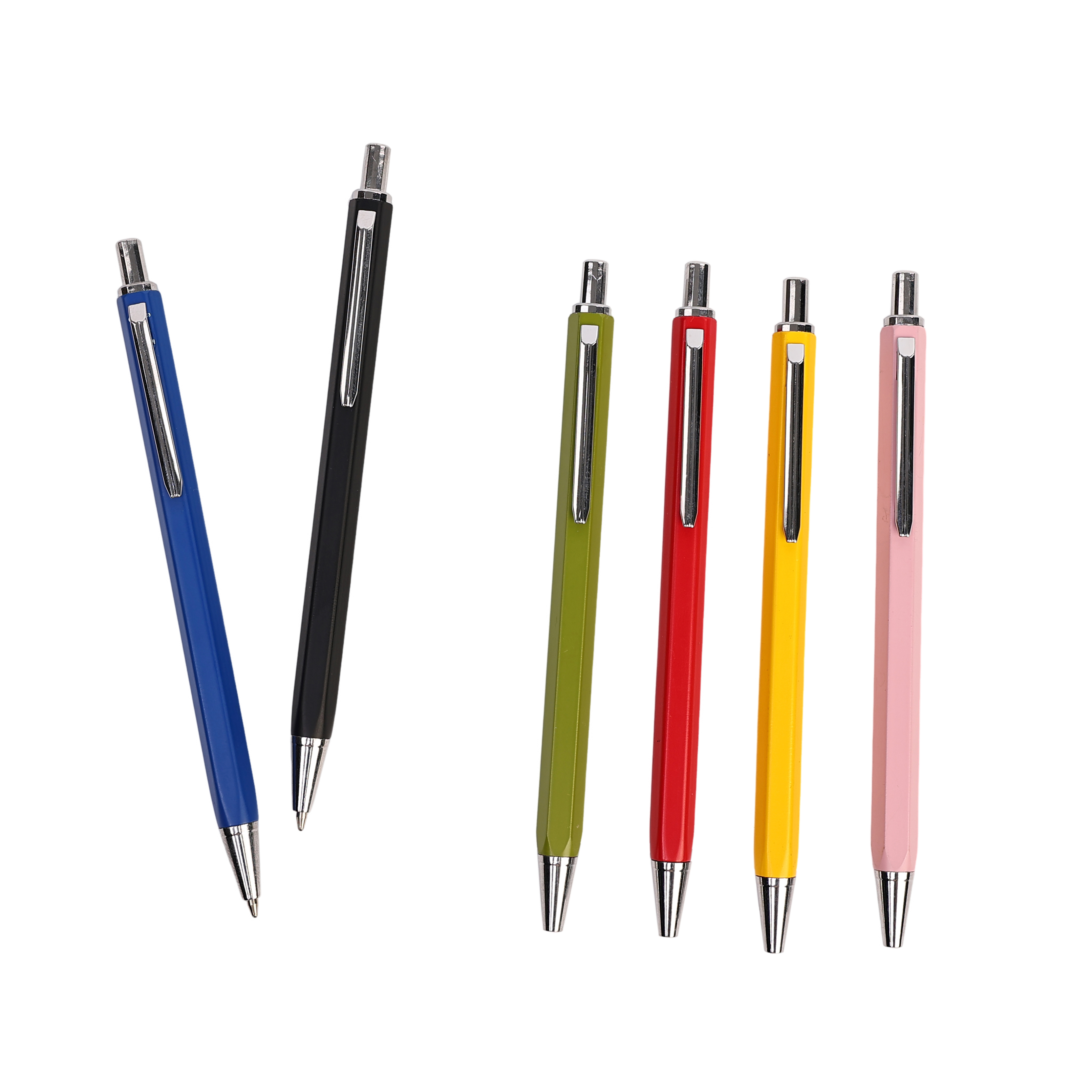 Aluminum Hexagonal Barrel Retractable Ball Pen Sliver parts
