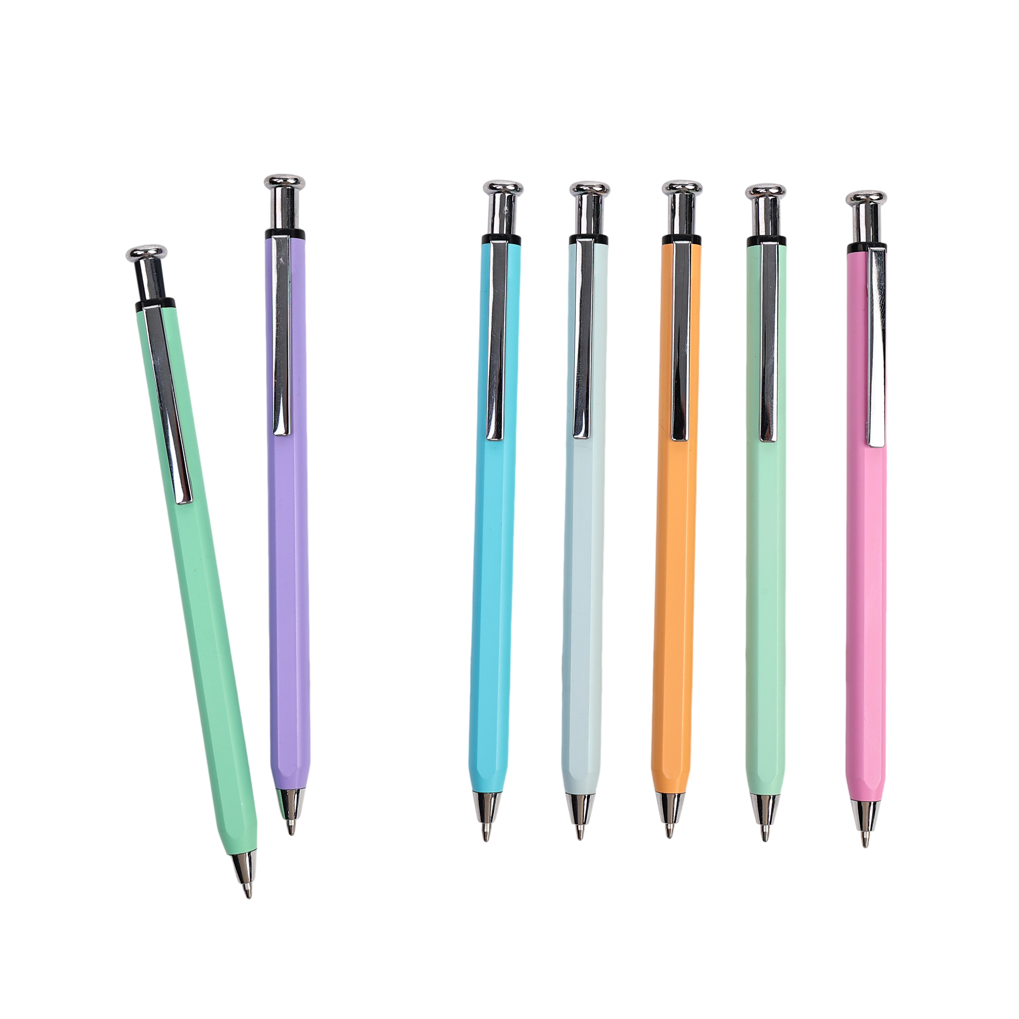 Hexagonal Barrel Retractable Ball Pens Office & School Set