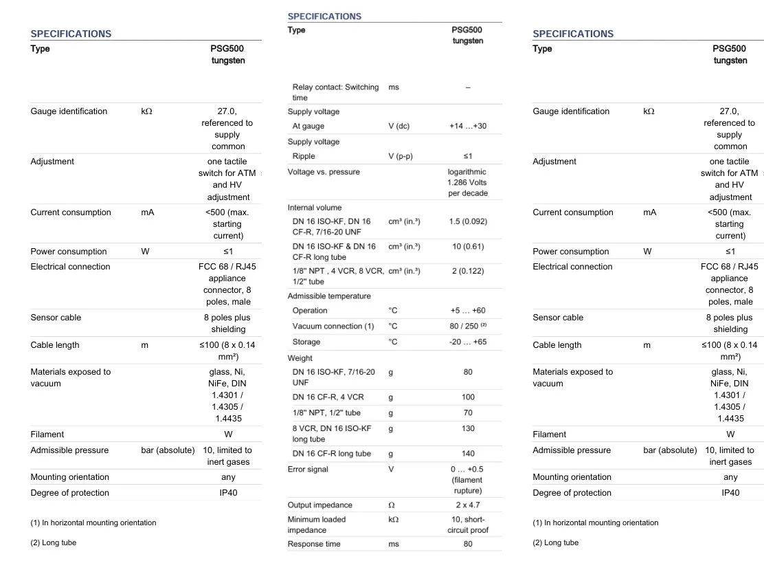 Inficon PSG500 vacuum gauge digital pressure gauges pirani vacuum gauge