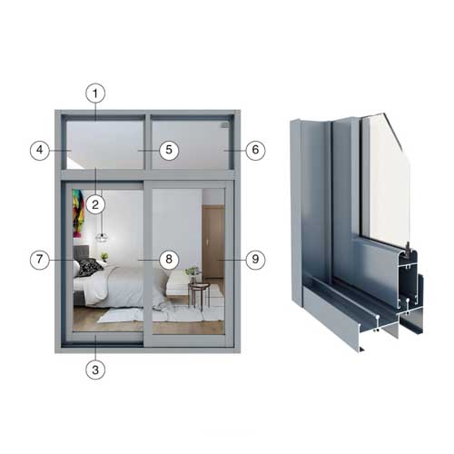 868 Series Push-Pull Aluminum Profiles – Sliding Window Frames