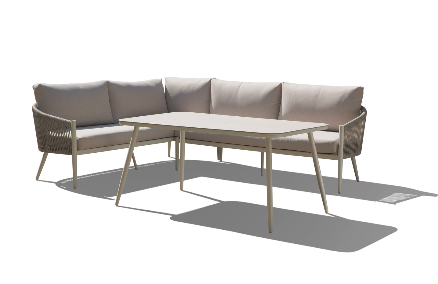 Rattan Woven 3 Seater Corner Sofa-Dpc Top Dining Table