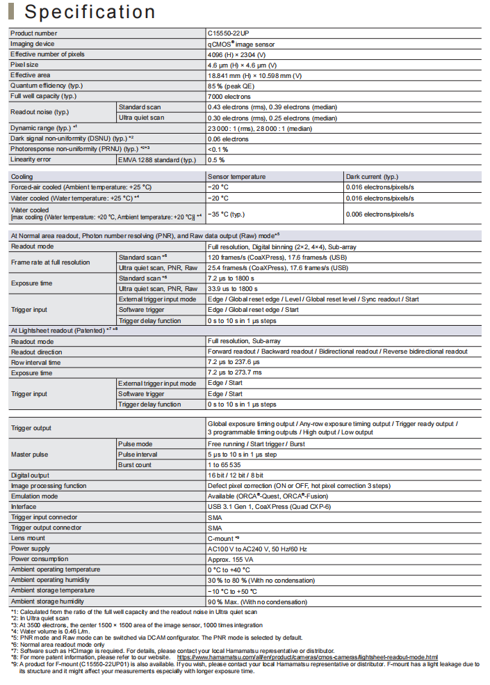 滨松ORCA-Quest 2 qCMOS 相机详细介绍_东方闪光(北京)光电科技有限公司