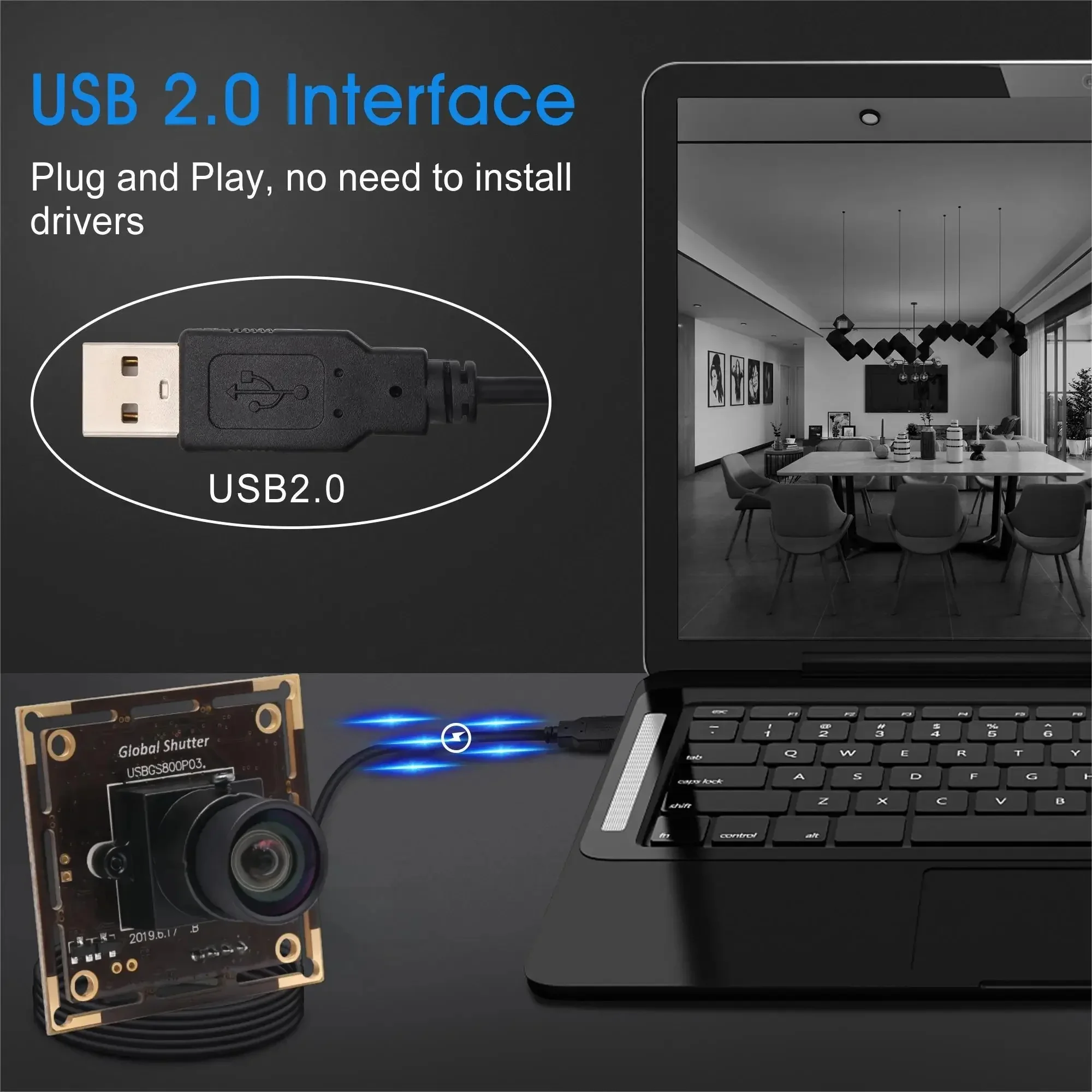 ELP 800P High Speed Global Shutter USB Camera 120FPS 210fps Monochrome ...