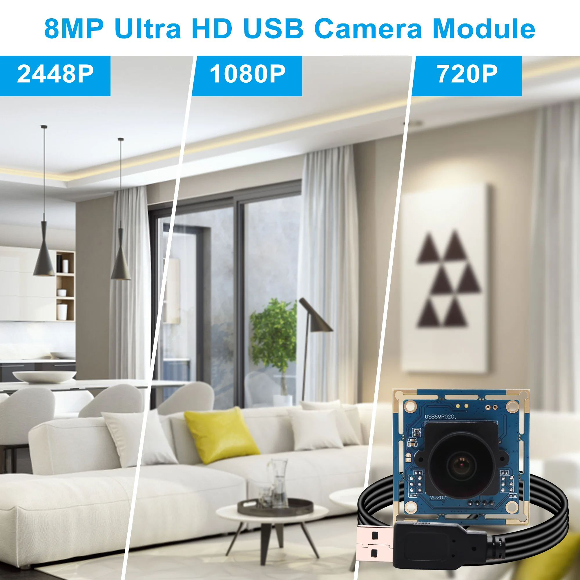 ELP 8MP USB Camera Module with 170 Degree Fisheye Lens for Computer 4K ...