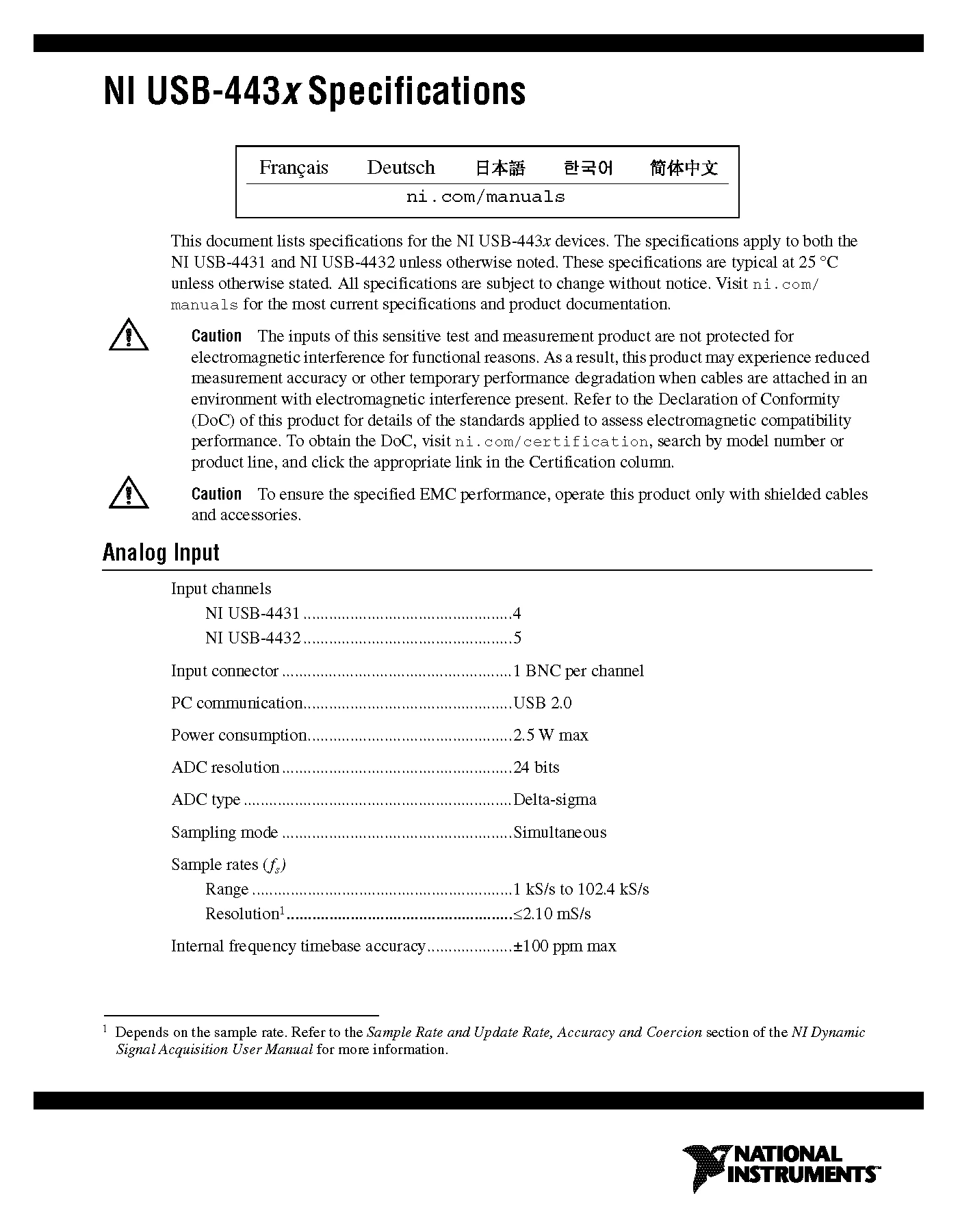 NI-USB-4431 4432 声音与震动设备捕获卡 数据采集器_上海盈蓓德智能科技有限公司