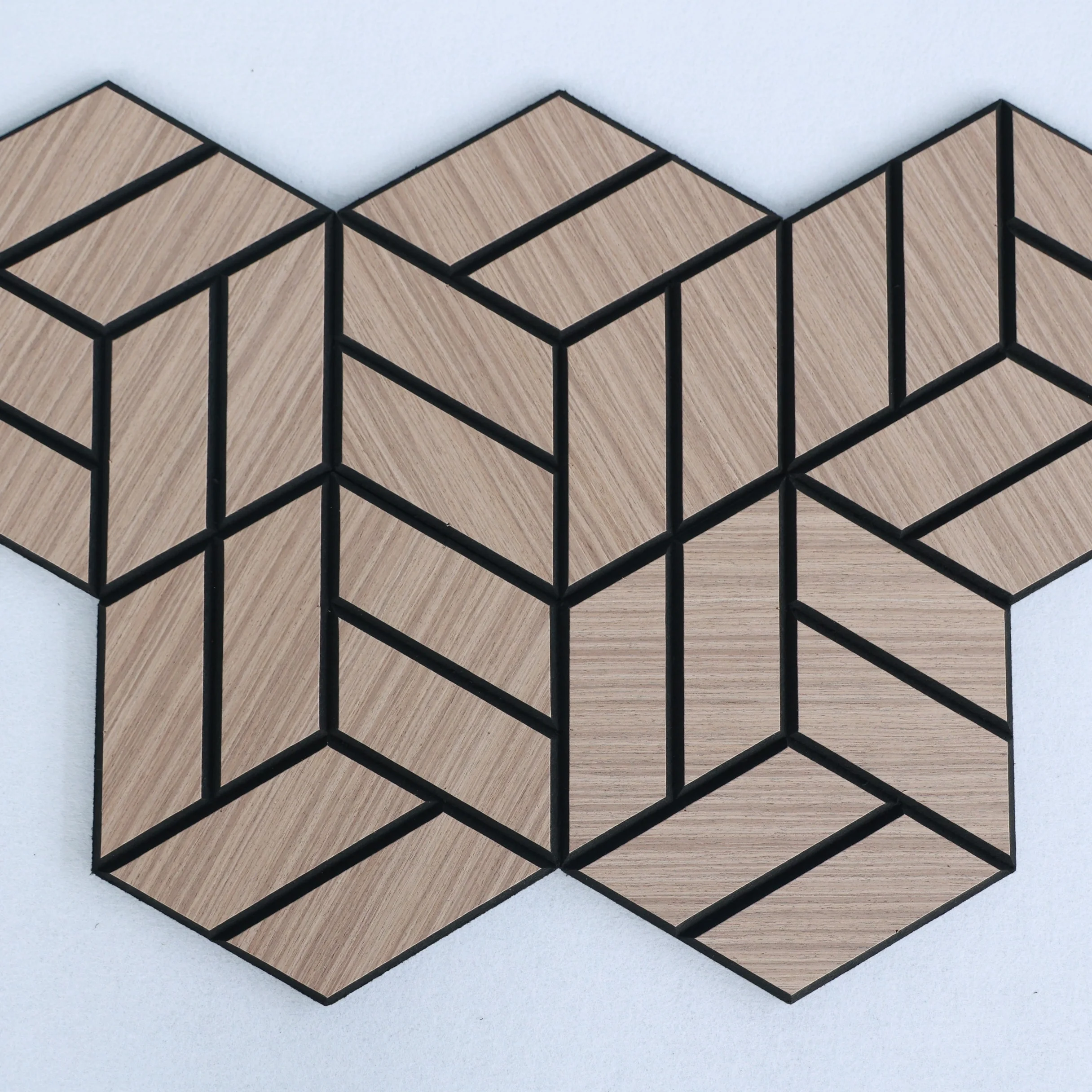 Hexagon 3D Wood Veneer Polyester Soundproof Panels-Manufacturer in ...