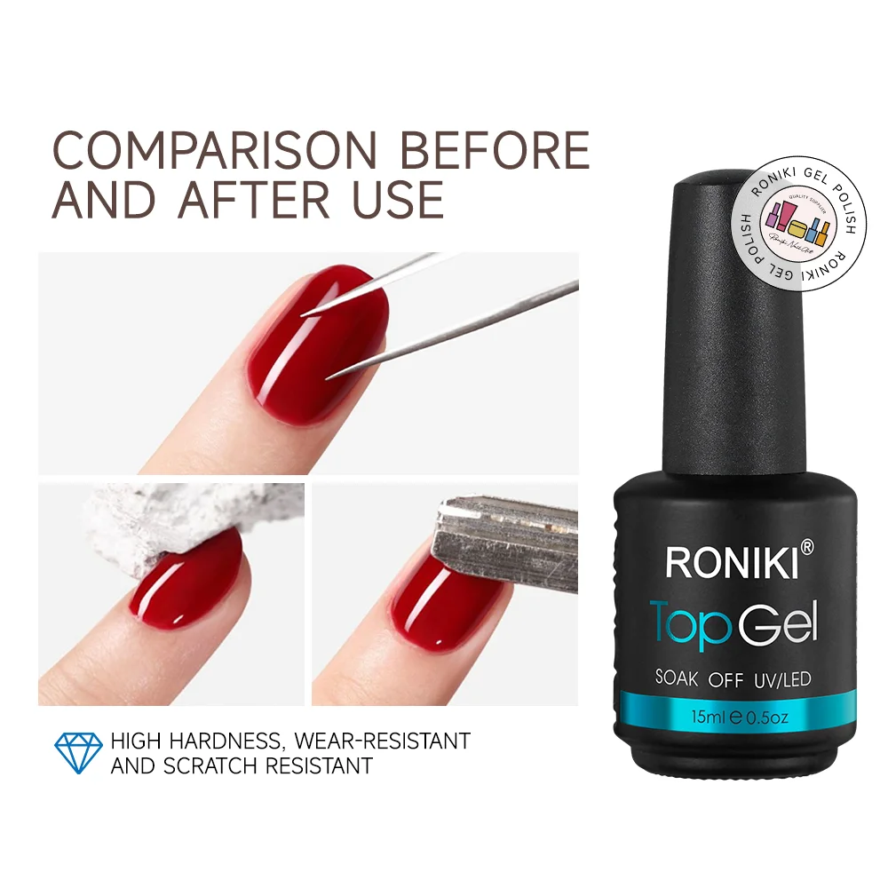 RONIKI Matte Top Coat | Long-Lasting UV Nail Gel Polish